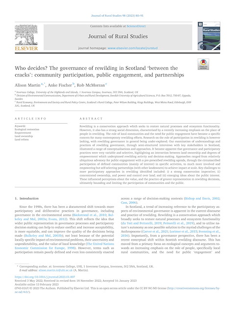 Who decides? The governance of rewilding in Scotland ‘between the ...